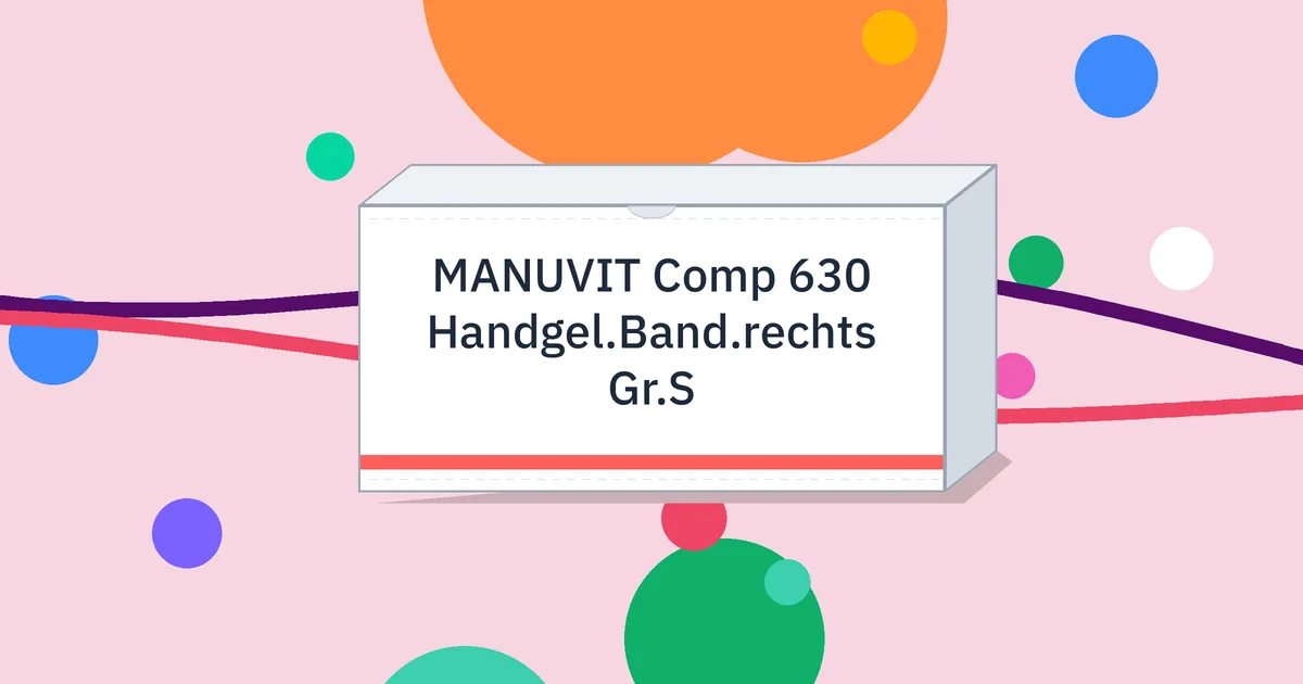 Symbolbild: Packung mit der Aufschrift MANUVIT Comp 630 Handgel.Band.rechts Gr.S (PZN 09403739) – Verfügbarkeit und Bezug in Apotheken in Frankfurt am Main
