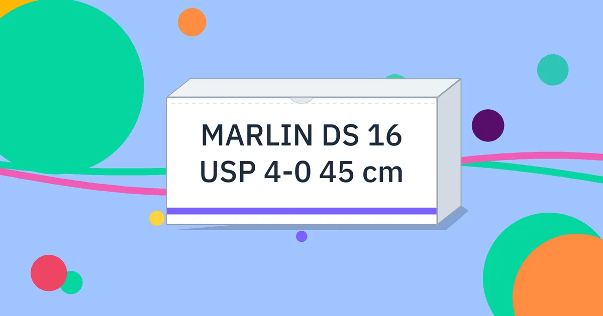 Symbolbild: Packung mit der Aufschrift MARLIN DS 16 USP 4-0 45 cm (PZN 07327709) – Verfügbarkeit und Bezug in Apotheken in Frankfurt am Main