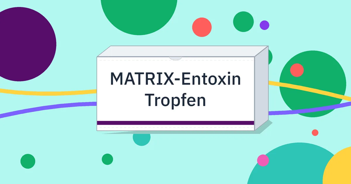 Symbolbild: Packung mit der Aufschrift MATRIX-Entoxin Tropfen (PZN 05701138) – Verfügbarkeit und Bezug in Apotheken in Frankfurt am Main