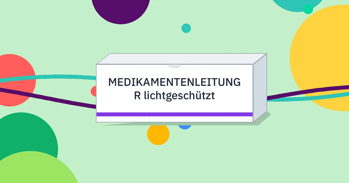 Symbolbild: Packung mit der Aufschrift MEDIKAMENTENLEITUNG R lichtgeschützt (PZN 07264529) – Verfügbarkeit und Bezug in Apotheken in Frankfurt am Main