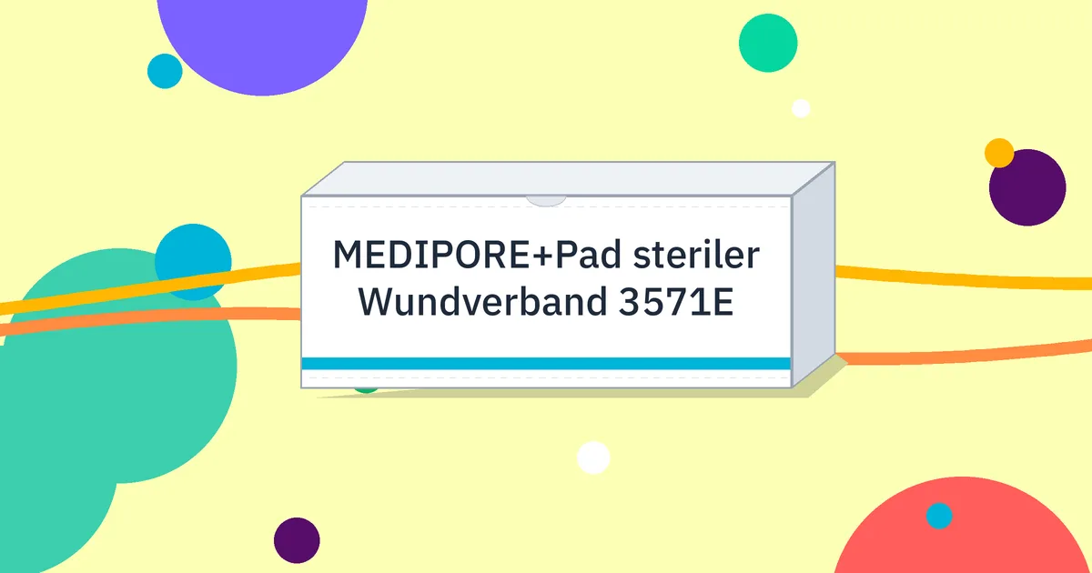 Symbolbild: Packung mit der Aufschrift MEDIPORE+Pad steriler Wundverband 3571E (PZN 01681284) – Verfügbarkeit und Bezug in Apotheken in Frankfurt am Main