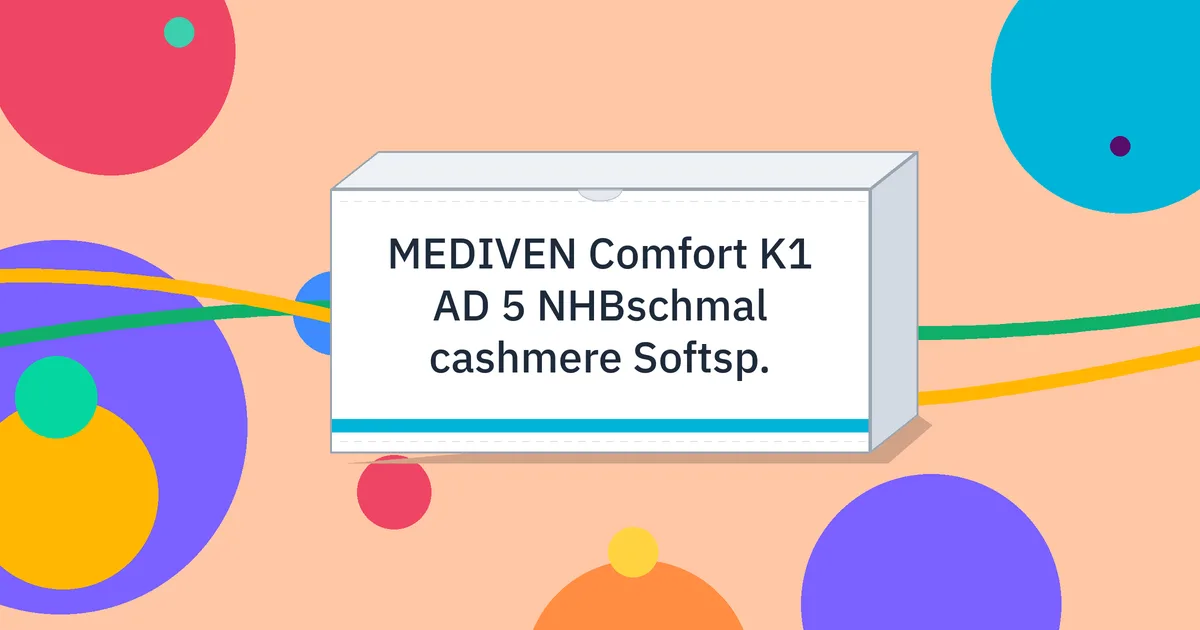 Symbolbild: Packung mit der Aufschrift MEDIVEN Comfort K1 AD 5 NHBschmal cashmere Softsp. (PZN 14659808) – Verfügbarkeit und Bezug in Apotheken in Frankfurt am Main