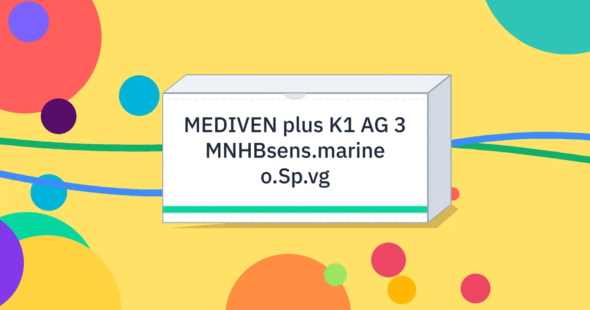 Symbolbild: Packung mit der Aufschrift MEDIVEN plus K1 AG 3 MNHBsens.marine o.Sp.vg (PZN 15917862) – Verfügbarkeit und Bezug in Apotheken in Frankfurt am Main