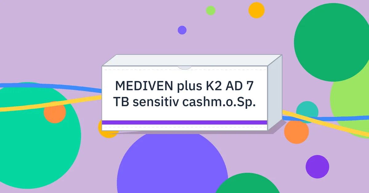 Symbolbild: Packung mit der Aufschrift MEDIVEN plus K2 AD 7 TB sensitiv cashm.o.Sp. (PZN 15104774) – Verfügbarkeit und Bezug in Apotheken in Frankfurt am Main