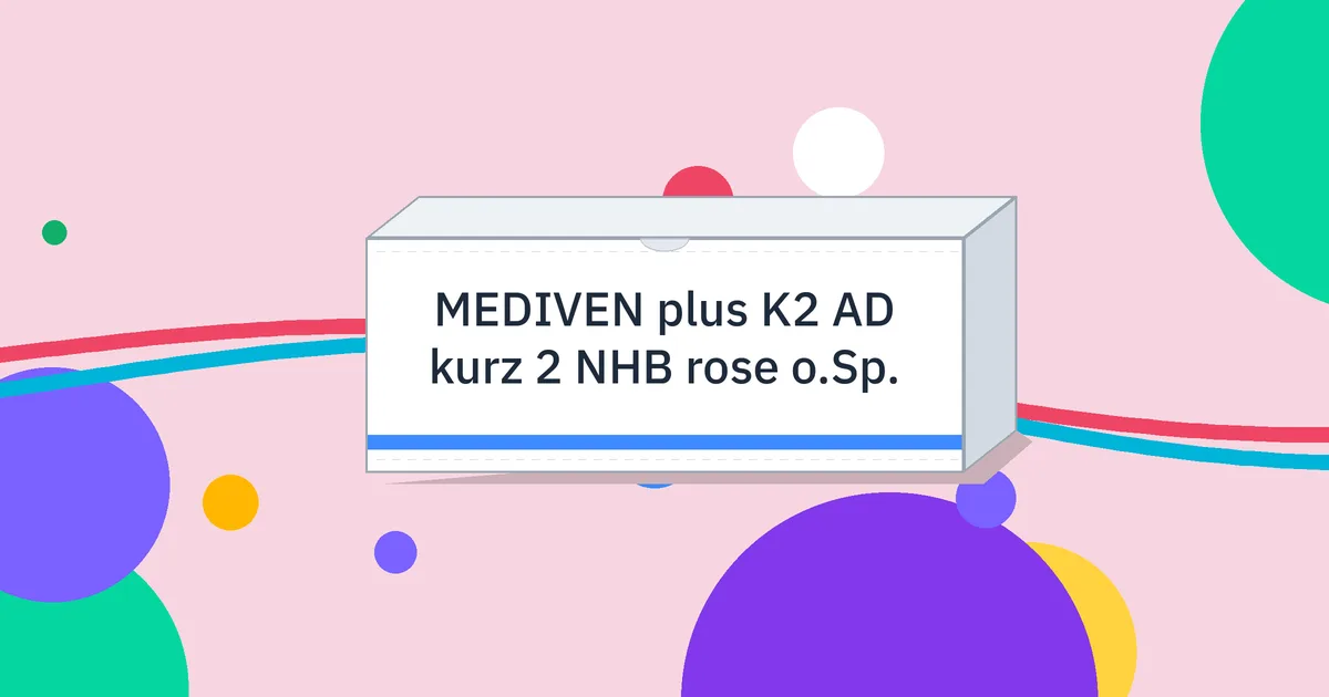 Symbolbild: Packung mit der Aufschrift MEDIVEN plus K2 AD kurz 2 NHB rose o.Sp. (PZN 15925086) – Verfügbarkeit und Bezug in Apotheken in Frankfurt am Main