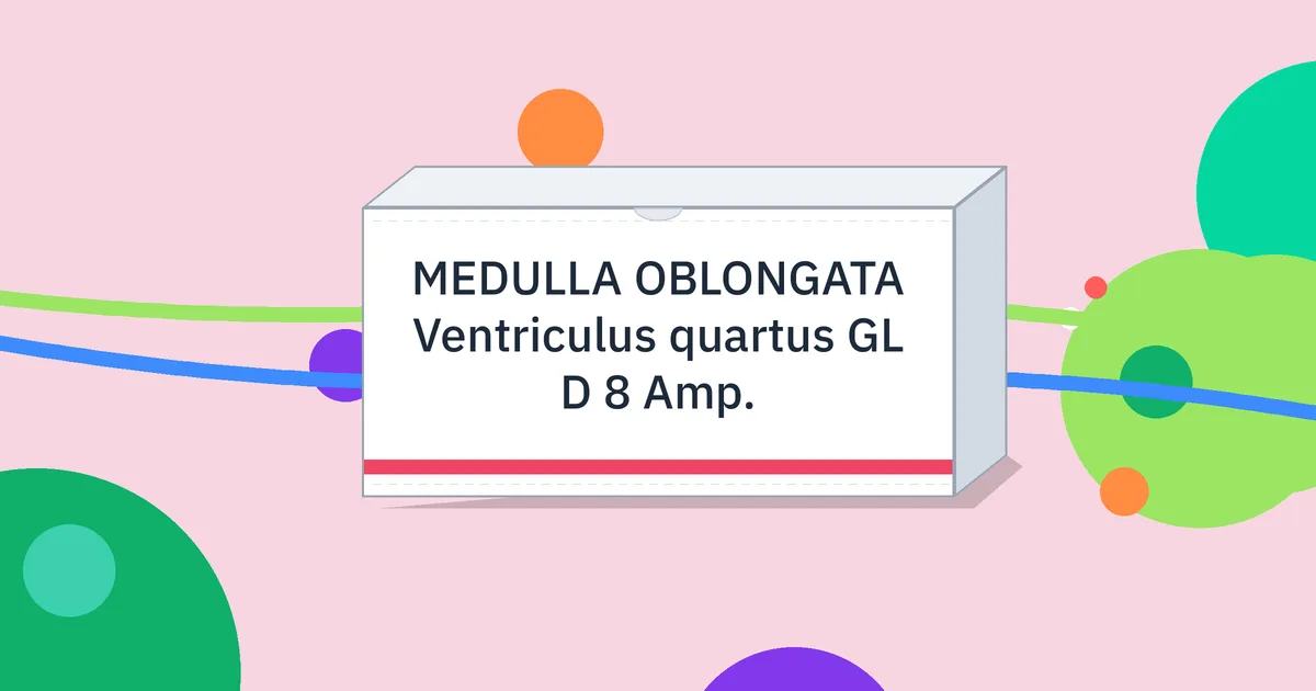 Symbolbild: Packung mit der Aufschrift MEDULLA OBLONGATA Ventriculus quartus GL D 8 Amp. (PZN 03356683) – Verfügbarkeit und Bezug in Apotheken in Frankfurt am Main