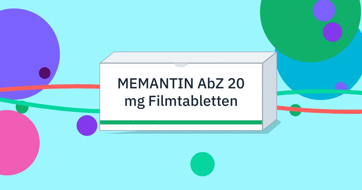 Symbolbild: Packung mit der Aufschrift MEMANTIN AbZ 20 mg Filmtabletten (PZN 09929737) – Verfügbarkeit und Bezug in Apotheken in Frankfurt am Main
