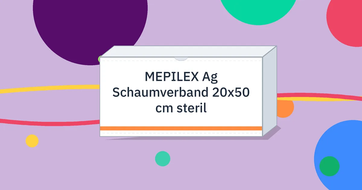Symbolbild: Packung mit der Aufschrift MEPILEX Ag Schaumverband 20x50 cm steril (PZN 20354504) – Verfügbarkeit und Bezug in Apotheken in Frankfurt am Main