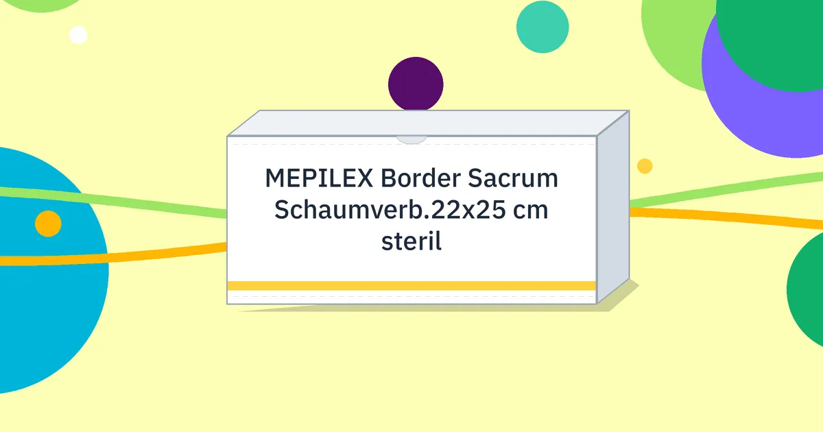 Symbolbild: Packung mit der Aufschrift MEPILEX Border Sacrum Schaumverb.22x25 cm steril (PZN 20543777) – Verfügbarkeit und Bezug in Apotheken in Frankfurt am Main