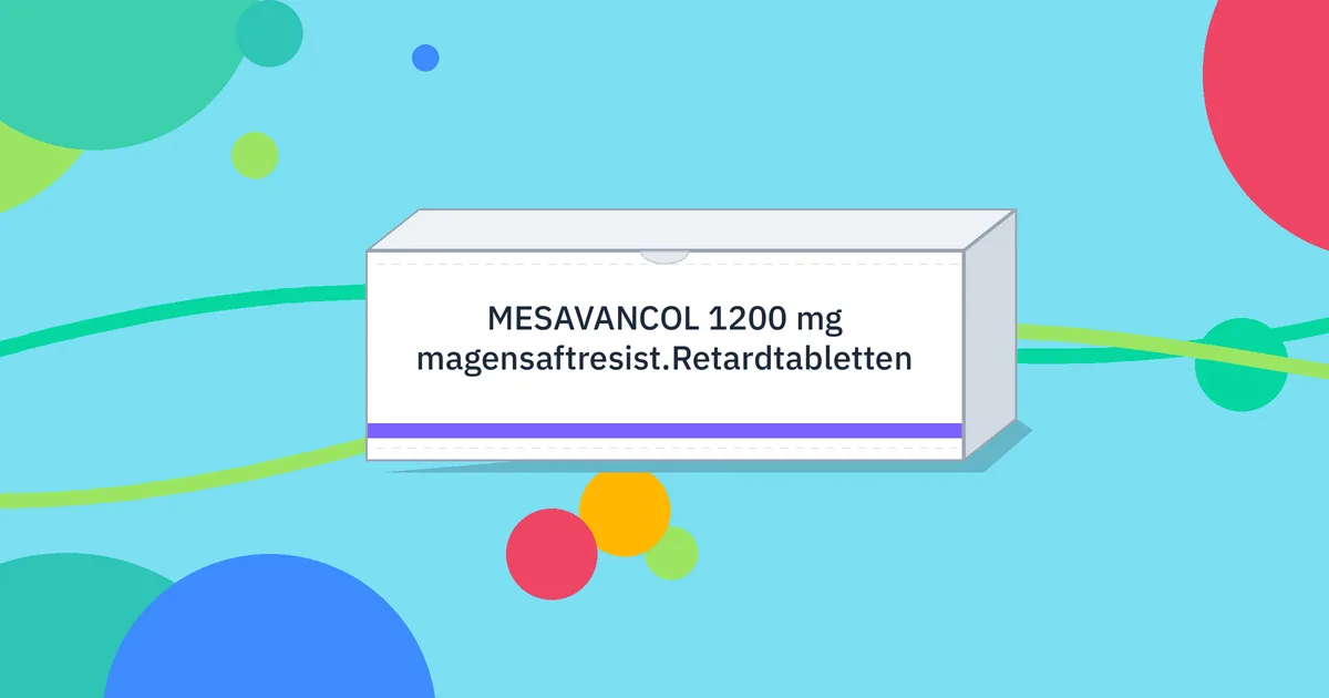 Symbolbild: Packung mit der Aufschrift MESAVANCOL 1200 mg magensaftresist.Retardtabletten (PZN 17448101) – Verfügbarkeit und Bezug in Apotheken in Frankfurt am Main