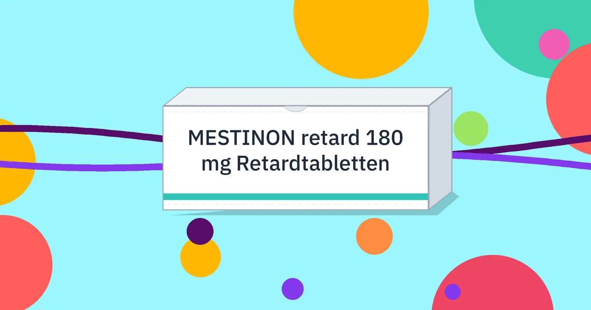Symbolbild: Packung mit der Aufschrift MESTINON retard 180 mg Retardtabletten (PZN 14328709) – Verfügbarkeit und Bezug in Apotheken in Frankfurt am Main