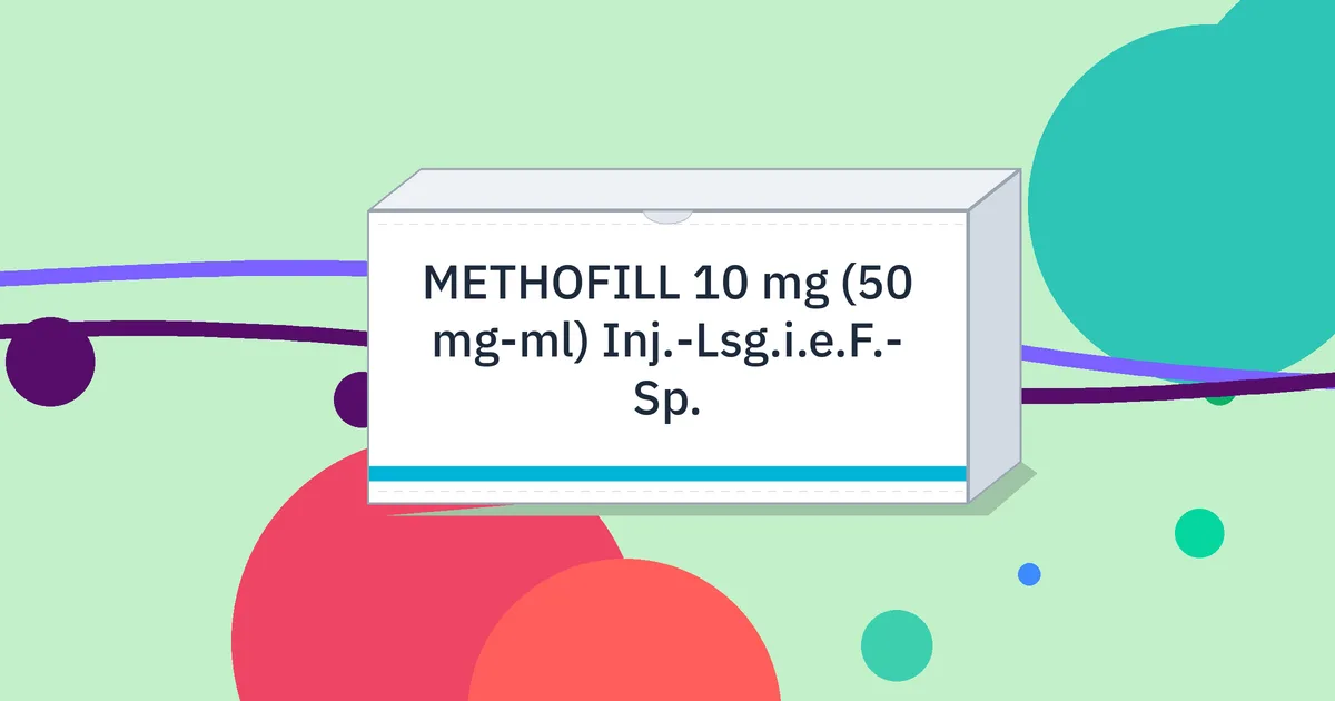 Symbolbild: Packung mit der Aufschrift METHOFILL 10 mg (50 mg-ml) Inj.-Lsg.i.e.F.-Sp. (PZN 11695548) – Verfügbarkeit und Bezug in Apotheken in Frankfurt am Main