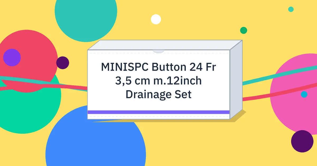 Symbolbild: Packung mit der Aufschrift MINISPC Button 24 Fr 3,5 cm m.12inch Drainage Set (PZN 20821420) – Verfügbarkeit und Bezug in Apotheken in Frankfurt am Main
