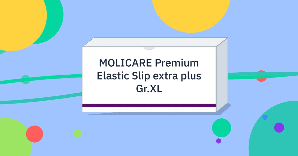 Symbolbild: Packung mit der Aufschrift MOLICARE Premium Elastic Slip extra plus Gr.XL (PZN 15532659) – Verfügbarkeit und Bezug in Apotheken in Frankfurt am Main