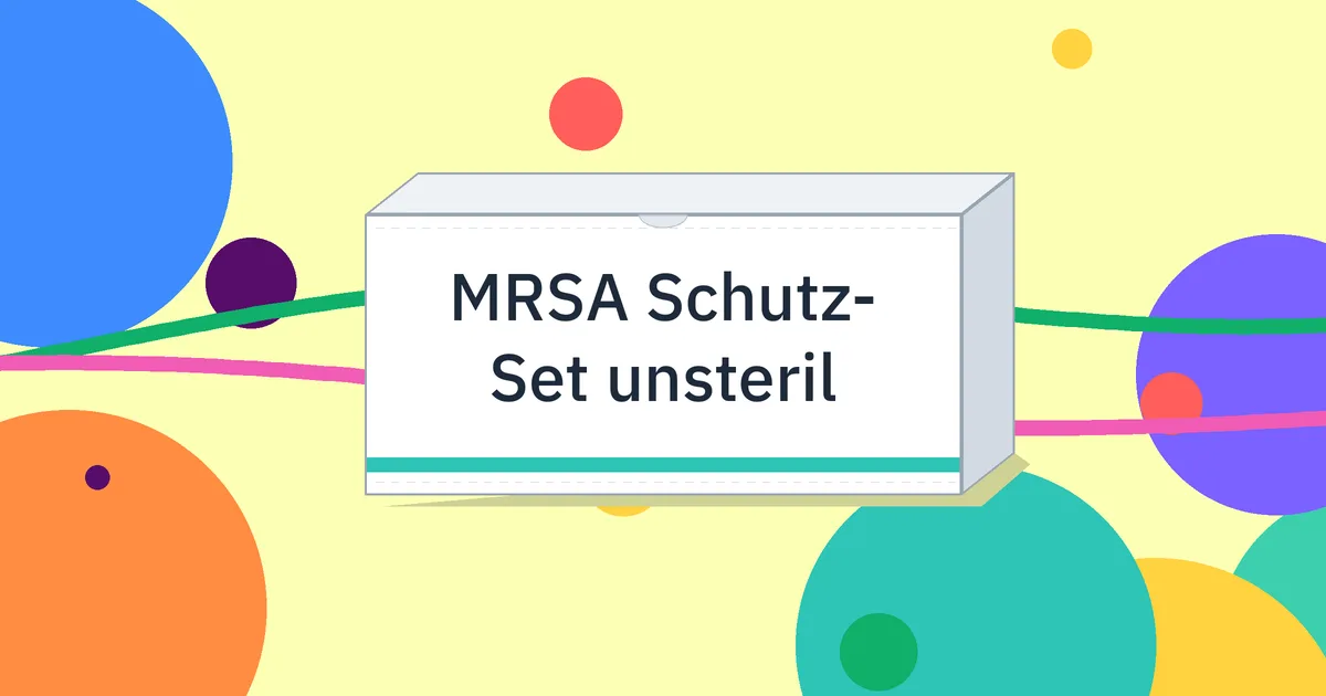 Symbolbild: Packung mit der Aufschrift MRSA Schutz-Set unsteril (PZN 09306999) – Verfügbarkeit und Bezug in Apotheken in Frankfurt am Main