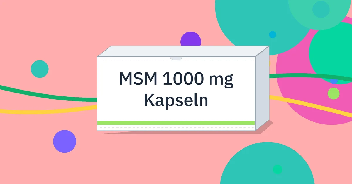 Symbolbild: Packung mit der Aufschrift MSM 1000 mg Kapseln (PZN 09286682) – Verfügbarkeit und Bezug in Apotheken in Frankfurt am Main