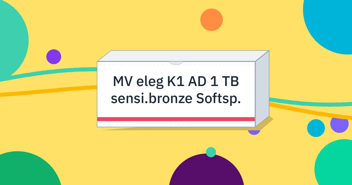 Symbolbild: Packung mit der Aufschrift MV eleg K1 AD 1 TB sensi.bronze Softsp. (PZN 14704265) – Verfügbarkeit und Bezug in Apotheken in Frankfurt am Main