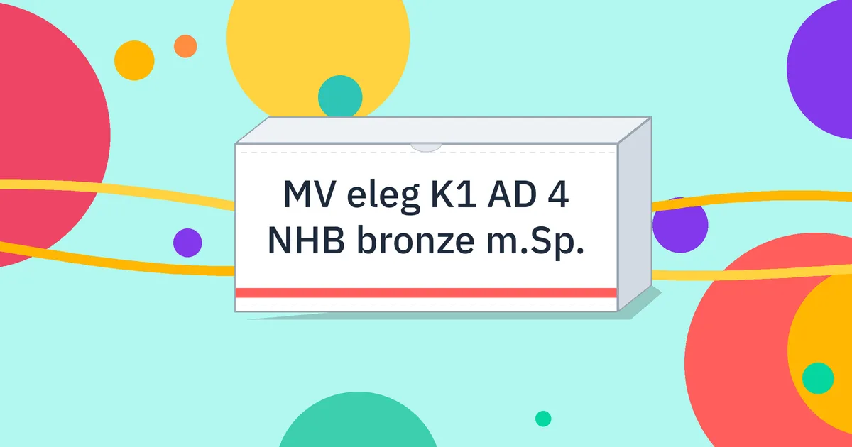 Symbolbild: Packung mit der Aufschrift MV eleg K1 AD 4 NHB bronze m.Sp. (PZN 15674945) – Verfügbarkeit und Bezug in Apotheken in Frankfurt am Main