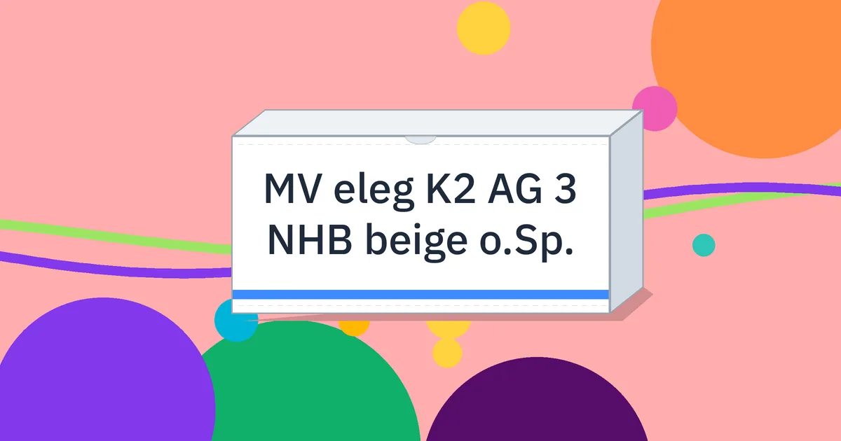 Symbolbild: Packung mit der Aufschrift MV eleg K2 AG 3 NHB beige o.Sp. (PZN 15730796) – Verfügbarkeit und Bezug in Apotheken in Frankfurt am Main