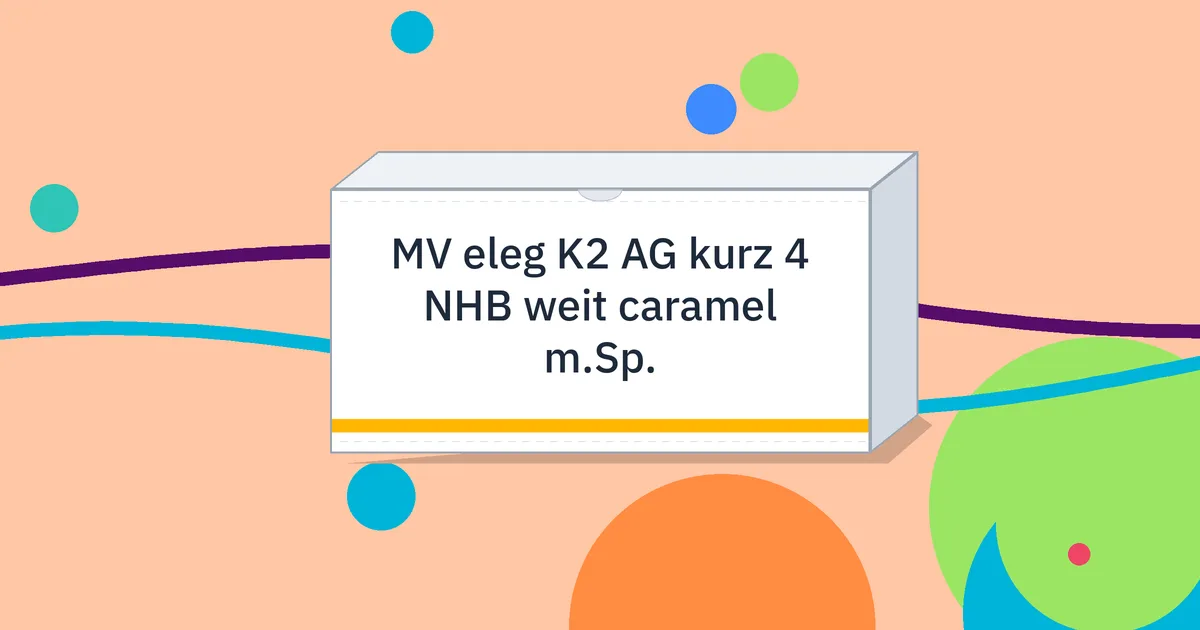 Symbolbild: Packung mit der Aufschrift MV eleg K2 AG kurz 4 NHB weit caramel m.Sp. (PZN 15715271) – Verfügbarkeit und Bezug in Apotheken in Frankfurt am Main