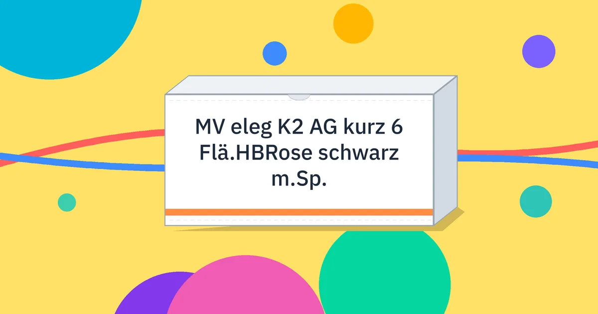 Symbolbild: Packung mit der Aufschrift MV eleg K2 AG kurz 6 Flä.HBRose schwarz m.Sp. (PZN 15705232) – Verfügbarkeit und Bezug in Apotheken in Frankfurt am Main