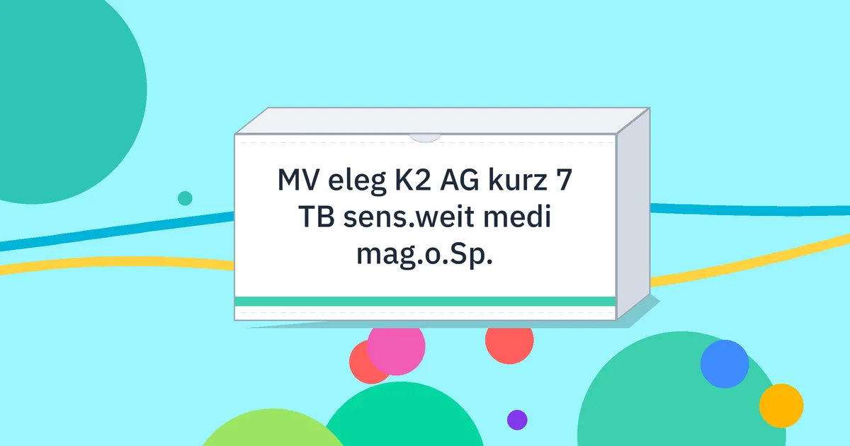 Symbolbild: Packung mit der Aufschrift MV eleg K2 AG kurz 7 TB sens.weit medi mag.o.Sp. (PZN 14636799) – Verfügbarkeit und Bezug in Apotheken in Frankfurt am Main