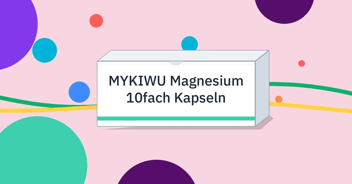 Symbolbild: Packung mit der Aufschrift MYKIWU Magnesium 10fach Kapseln (PZN 20121332) – Verfügbarkeit und Bezug in Apotheken in Frankfurt am Main