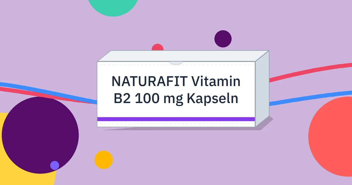 Symbolbild: Packung mit der Aufschrift NATURAFIT Vitamin B2 100 mg Kapseln (PZN 13331129) – Verfügbarkeit und Bezug in Apotheken in Frankfurt am Main