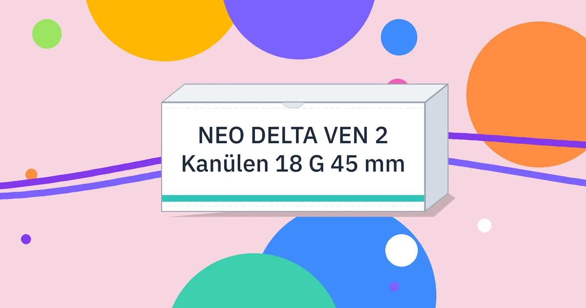 Symbolbild: Packung mit der Aufschrift NEO DELTA VEN 2 Kanülen 18 G 45 mm (PZN 07758131) – Verfügbarkeit und Bezug in Apotheken in Frankfurt am Main