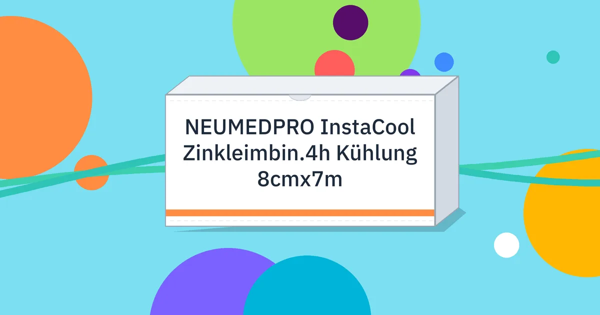 Symbolbild: Packung mit der Aufschrift NEUMEDPRO InstaCool Zinkleimbin.4h Kühlung 8cmx7m (PZN 19554250) – Verfügbarkeit und Bezug in Apotheken in Frankfurt am Main