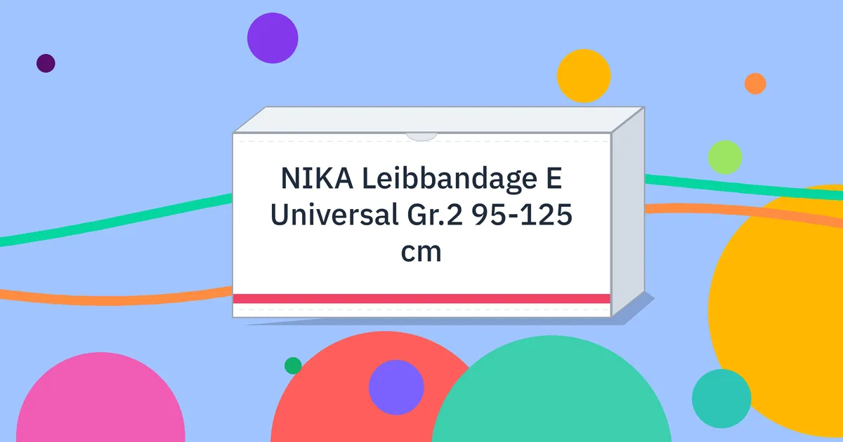 Symbolbild: Packung mit der Aufschrift NIKA Leibbandage E Universal Gr.2 95-125 cm (PZN 18172173) – Verfügbarkeit und Bezug in Apotheken in Frankfurt am Main