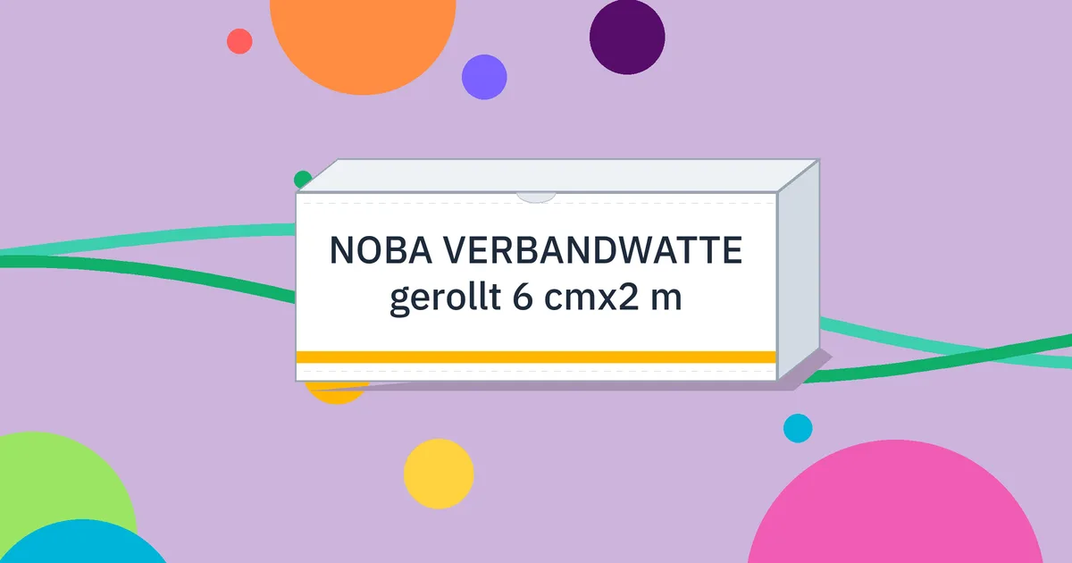 Symbolbild: Packung mit der Aufschrift NOBA VERBANDWATTE gerollt 6 cmx2 m (PZN 05508269) – Verfügbarkeit und Bezug in Apotheken in Frankfurt am Main