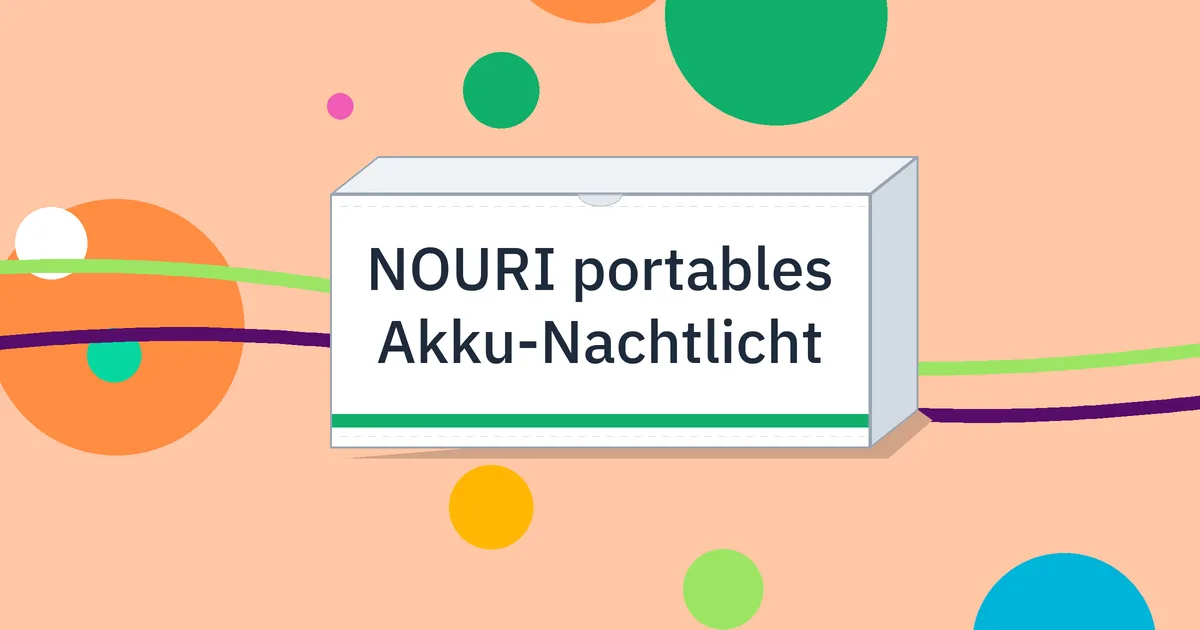 Symbolbild: Packung mit der Aufschrift NOURI portables Akku-Nachtlicht (PZN 18713769) – Verfügbarkeit und Bezug in Apotheken in Frankfurt am Main
