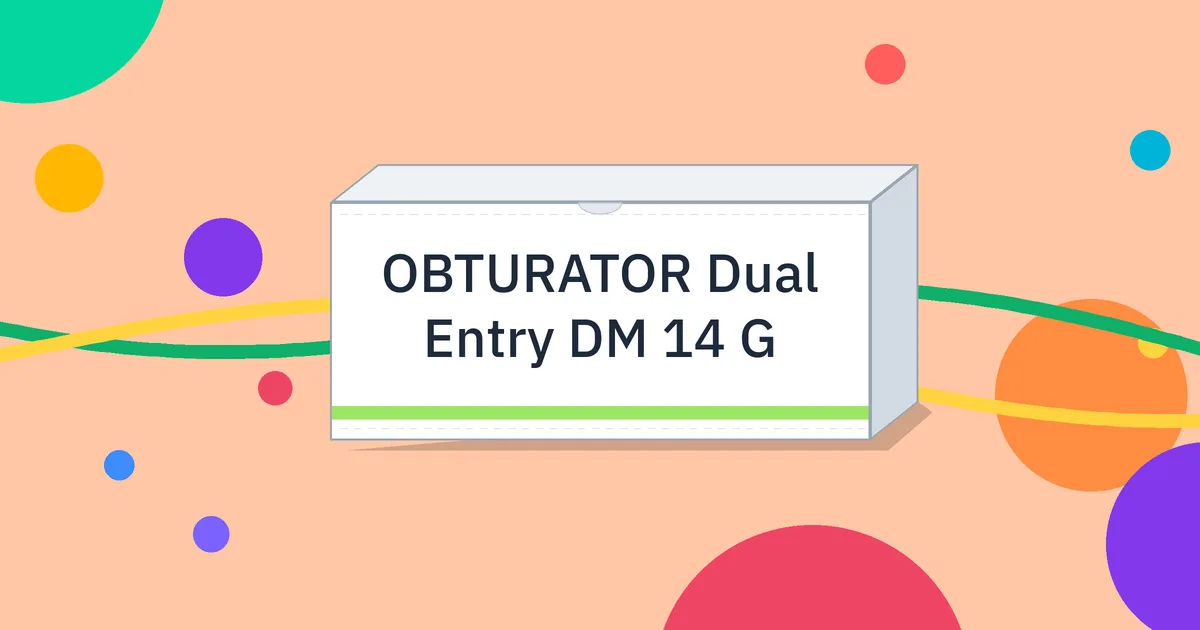 Symbolbild: Packung mit der Aufschrift OBTURATOR Dual Entry DM 14 G (PZN 08852168) – Verfügbarkeit und Bezug in Apotheken in Frankfurt am Main