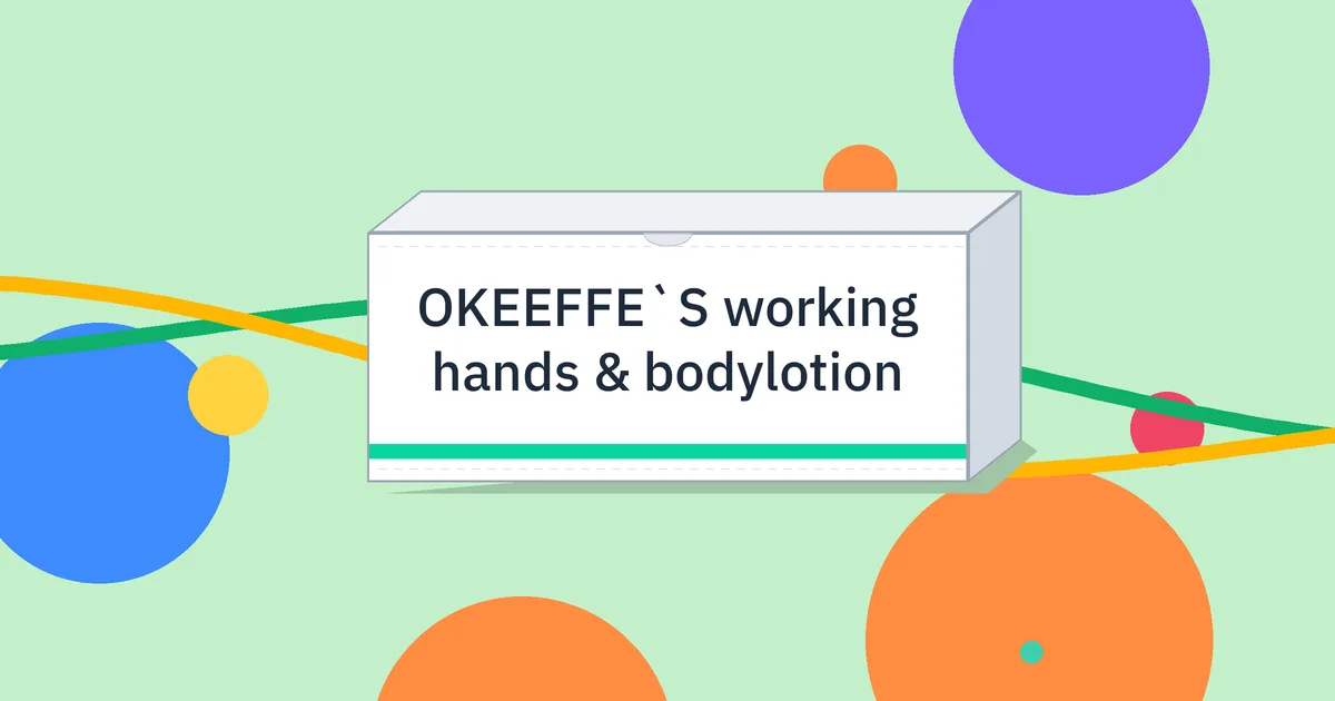 Symbolbild: Packung mit der Aufschrift OKEEFFE`S working hands & bodylotion (PZN 20079191) – Verfügbarkeit und Bezug in Apotheken in Frankfurt am Main
