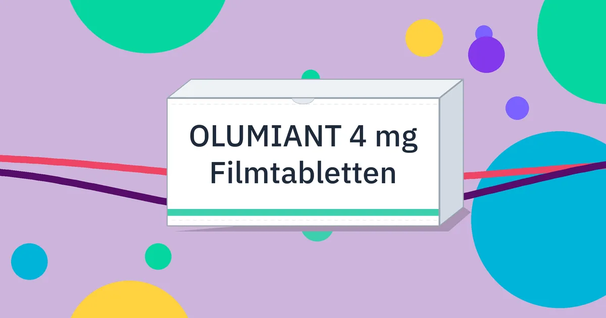 Symbolbild: Packung mit der Aufschrift OLUMIANT 4 mg Filmtabletten (PZN 18454747) – Verfügbarkeit und Bezug in Apotheken in Frankfurt am Main