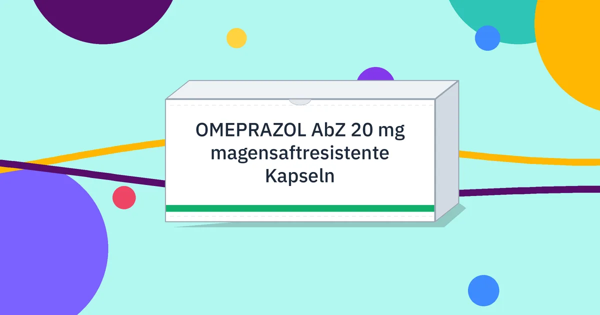 Symbolbild: Packung mit der Aufschrift OMEPRAZOL AbZ 20 mg magensaftresistente Kapseln (PZN 04102281) – Verfügbarkeit und Bezug in Apotheken in Frankfurt am Main