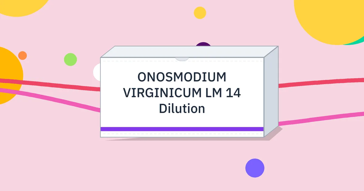 Symbolbild: Packung mit der Aufschrift ONOSMODIUM VIRGINICUM LM 14 Dilution (PZN 13626675) – Verfügbarkeit und Bezug in Apotheken in Frankfurt am Main