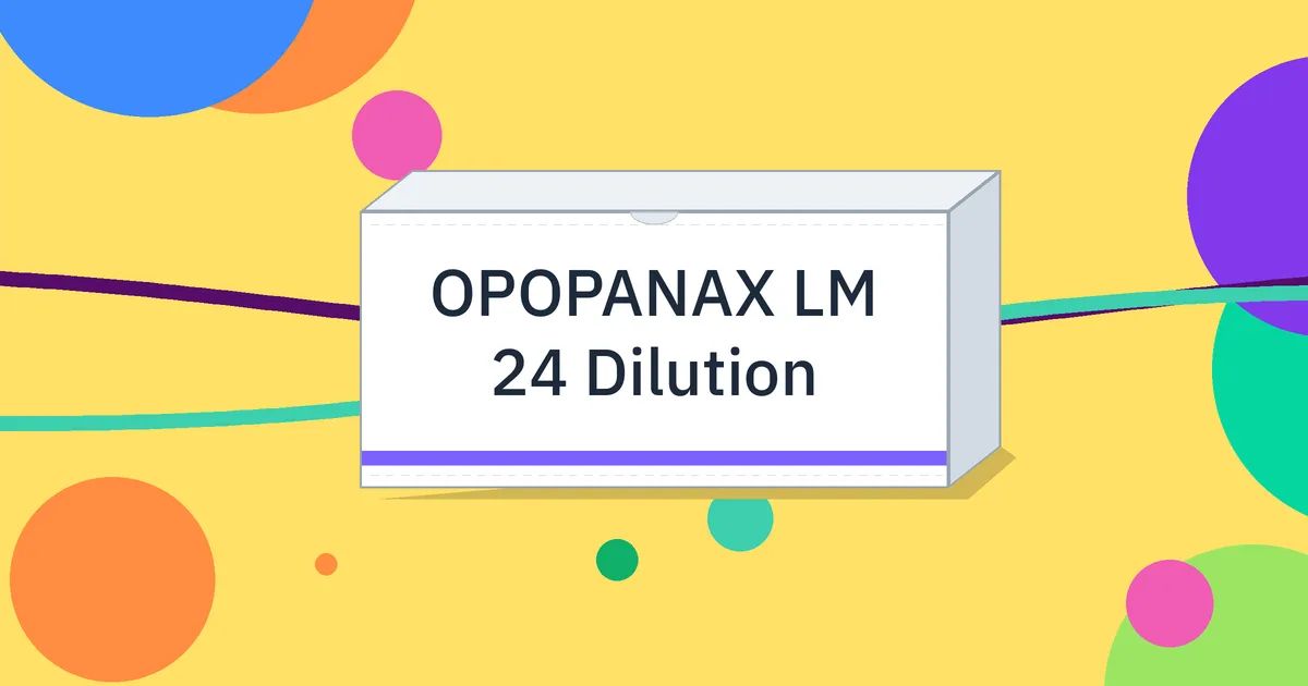 Symbolbild: Packung mit der Aufschrift OPOPANAX LM 24 Dilution (PZN 13627255) – Verfügbarkeit und Bezug in Apotheken in Frankfurt am Main