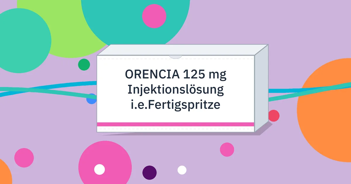 Symbolbild: Packung mit der Aufschrift ORENCIA 125 mg Injektionslösung i.e.Fertigspritze (PZN 13591066) – Verfügbarkeit und Bezug in Apotheken in Frankfurt am Main