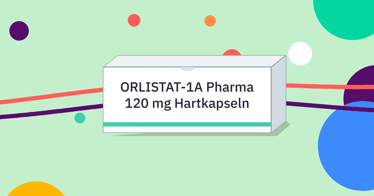 Symbolbild: Packung mit der Aufschrift ORLISTAT-1A Pharma 120 mg Hartkapseln (PZN 14237303) – Verfügbarkeit und Bezug in Apotheken in Frankfurt am Main