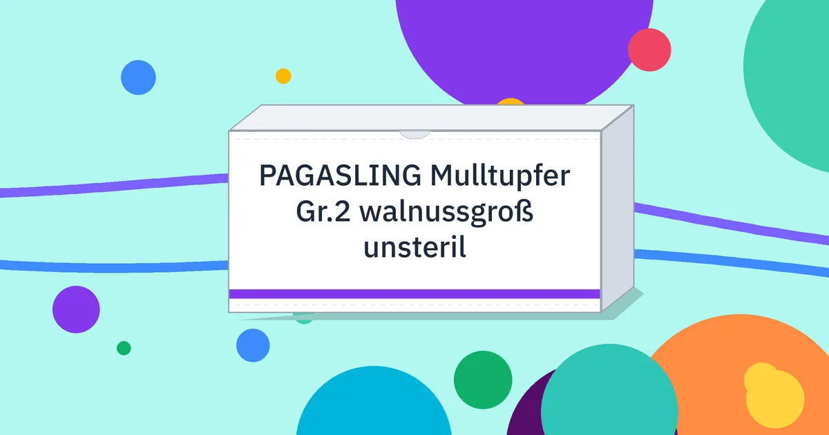 Symbolbild: Packung mit der Aufschrift PAGASLING Mulltupfer Gr.2 walnussgroß unsteril (PZN 03509299) – Verfügbarkeit und Bezug in Apotheken in Frankfurt am Main