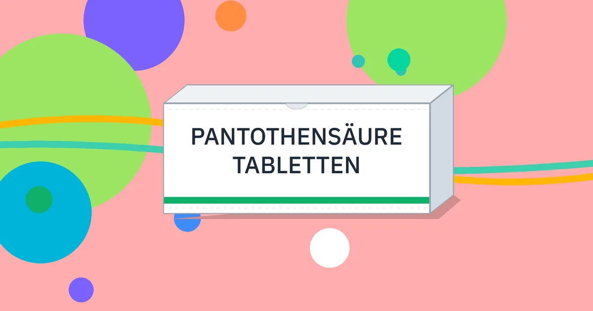 Symbolbild: Packung mit der Aufschrift PANTOTHENSÄURE TABLETTEN (PZN 13845609) – Verfügbarkeit und Bezug in Apotheken in Frankfurt am Main