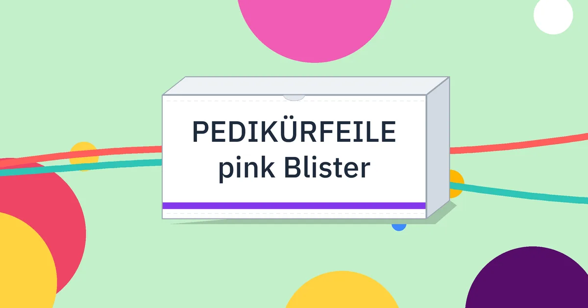 Symbolbild: Packung mit der Aufschrift PEDIKÜRFEILE pink Blister (PZN 01604303) – Verfügbarkeit und Bezug in Apotheken in Frankfurt am Main