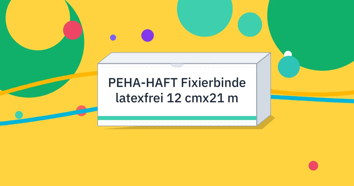 Symbolbild: Packung mit der Aufschrift PEHA-HAFT Fixierbinde latexfrei 12 cmx21 m (PZN 18105828) – Verfügbarkeit und Bezug in Apotheken in Frankfurt am Main