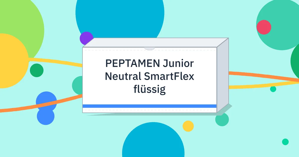 Symbolbild: Packung mit der Aufschrift PEPTAMEN Junior Neutral SmartFlex flüssig (PZN 09254848) – Verfügbarkeit und Bezug in Apotheken in Frankfurt am Main