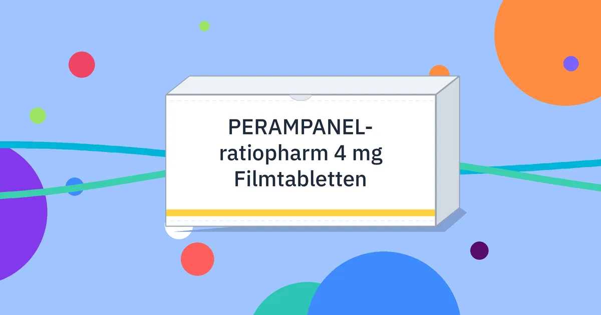 Symbolbild: Packung mit der Aufschrift PERAMPANEL-ratiopharm 4 mg Filmtabletten (PZN 20106835) – Verfügbarkeit und Bezug in Apotheken in Frankfurt am Main