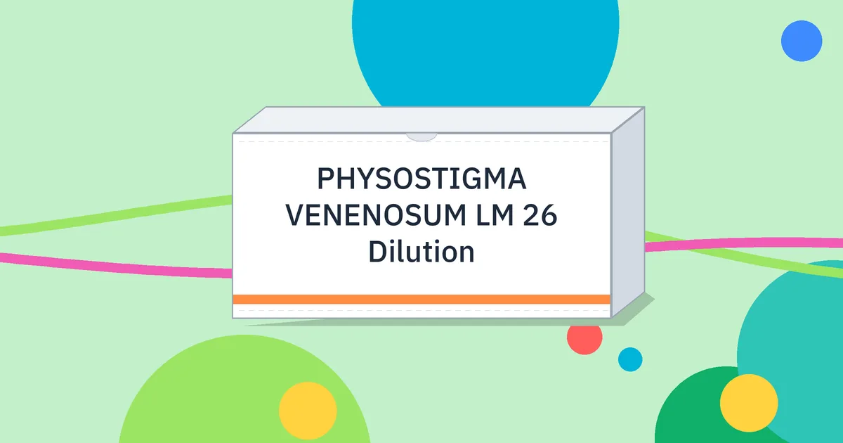 Symbolbild: Packung mit der Aufschrift PHYSOSTIGMA VENENOSUM LM 26 Dilution (PZN 13035514) – Verfügbarkeit und Bezug in Apotheken in Frankfurt am Main