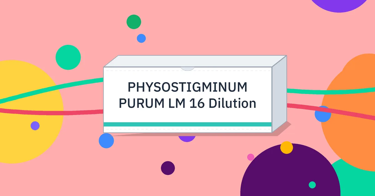 Symbolbild: Packung mit der Aufschrift PHYSOSTIGMINUM PURUM LM 16 Dilution (PZN 13035856) – Verfügbarkeit und Bezug in Apotheken in Frankfurt am Main