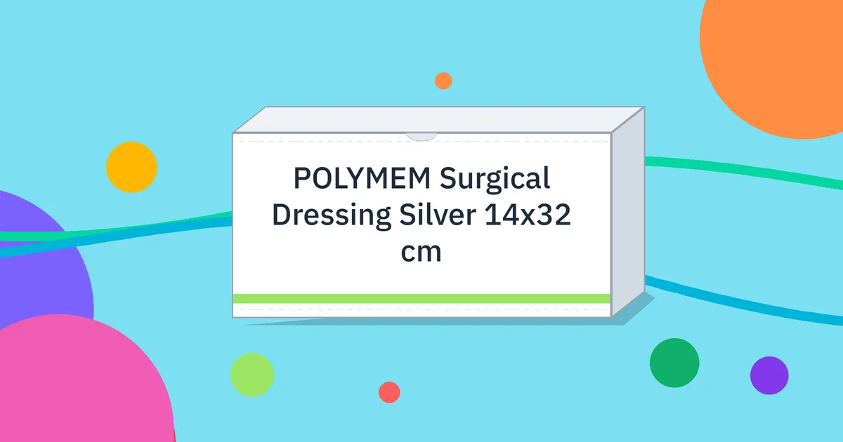 Symbolbild: Packung mit der Aufschrift POLYMEM Surgical Dressing Silver 14x32 cm (PZN 12413411) – Verfügbarkeit und Bezug in Apotheken in Frankfurt am Main